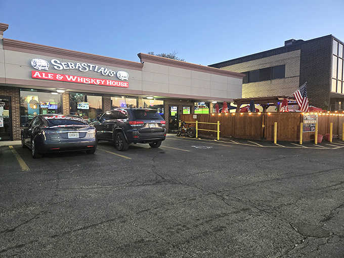 By day, an unassuming strip mall; by night, a beacon for bacon pilgrims seeking porcine enlightenment.