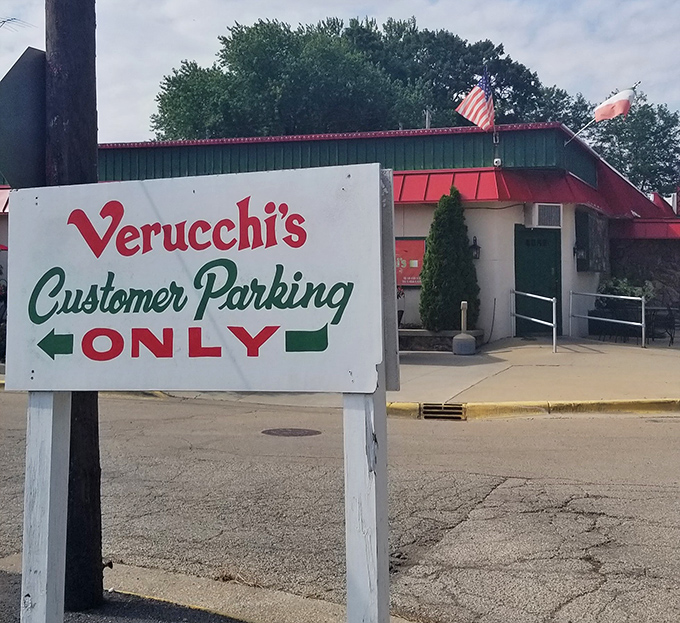 Signage: The no-nonsense parking sign speaks volumes about a restaurant that knows exactly what it is &ndash; a destination worth claiming your spot for.