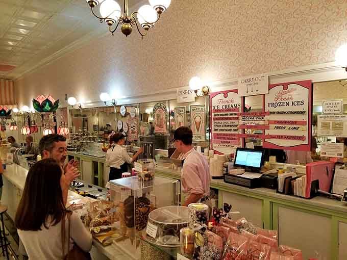The bustling service area where ice cream dreams come true, staffed by experts who know the difference between a scoop and an experience.