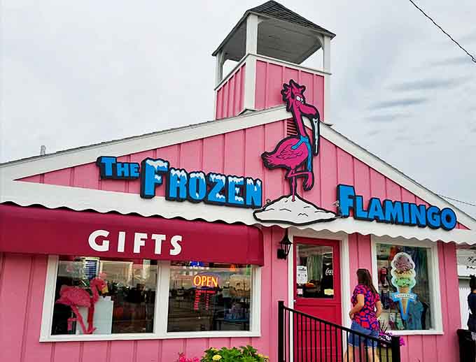 The Frozen Flamingo's eye-catching pink facade promises sweet treats that make the perfect punctuation mark to a day of outdoor adventure.