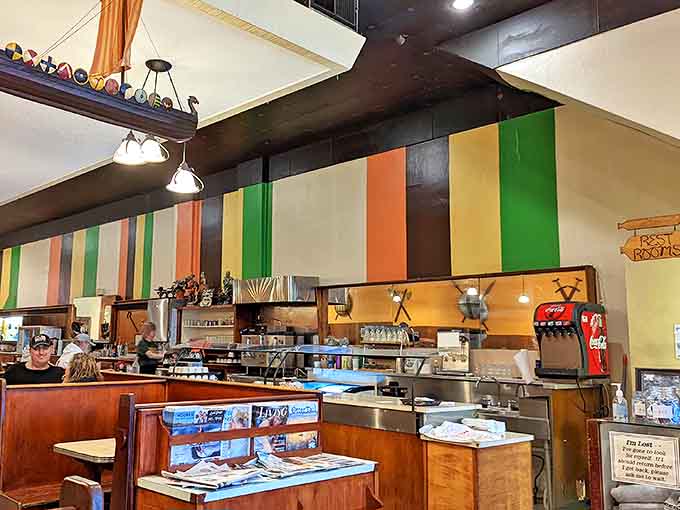 The interior blends Scandinavian heritage with classic Americana, creating a space that feels both familiar and special.