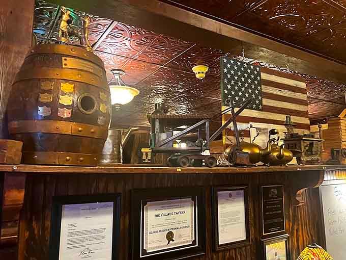 As evening falls, the outdoor patio transforms under string lights, creating a magical atmosphere for enjoying Wisconsin's perfect summer nights.