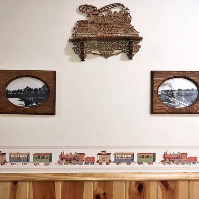 Vintage railway memorabilia that gives the Whistle Stop its name and character &ndash; a nod to when trains connected these small towns to the wider world.