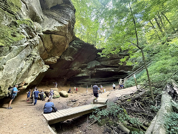 Visitors gather in nature's amphitheater, drawn together by the universal language of "wow, would you look at that view!"