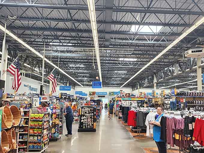 Walmart Supercenter provides practical necessities while maintaining Wadena's friendly atmosphere, where shopping carts navigate wide aisles under Minnesota flags.