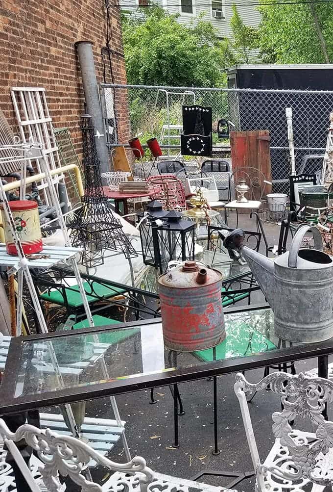 The outdoor display area proves that vintage treasures aren't afraid of fresh air and actually look quite charming in natural light.