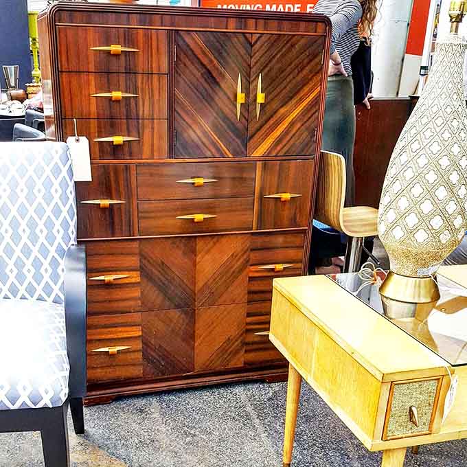 Mid-century modern meets geometric precision in this stunning wooden cabinet &ndash; Don Draper would fight you for this beauty.