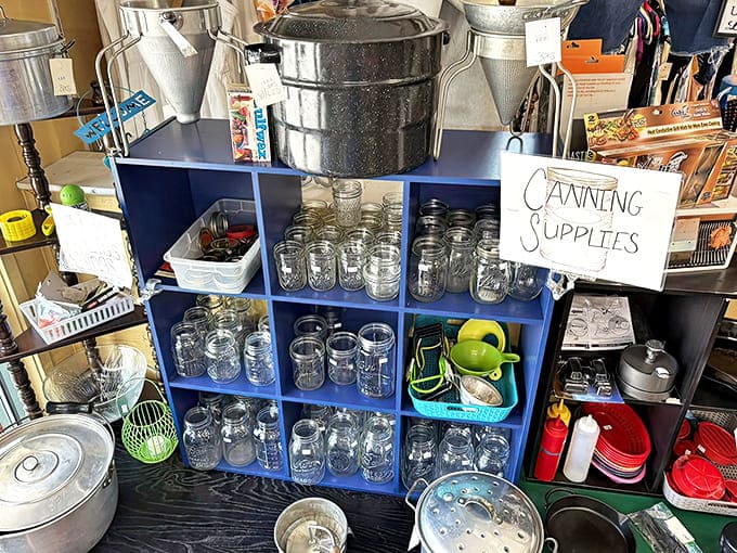 Home preservationists will swoon over this comprehensive collection of Mason jars and canning supplies, ready for pickle and jam season.