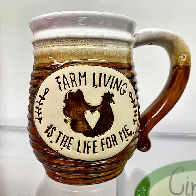 Among the sweet treasures, charming gifts like this handcrafted mug offer visitors a non-edible memento of their Wittich's pilgrimage.