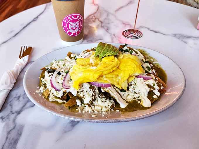 Chilaquiles bring authentic Mexican flavors to Berwyn, with crispy tortillas swimming in vibrant salsa topped with perfectly cooked eggs.