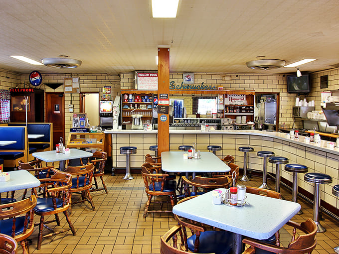 The counter offers front-row seats to culinary theater &ndash; where regulars perch on swivel stools watching breakfast magic unfold.