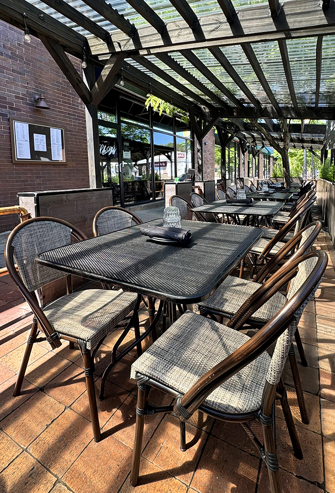 covered patio, ideal for people-watching.