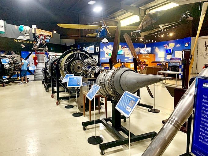 This lineup of aircraft engines shows the evolution of aerial power plants. From simple to complex, each one solved the eternal problem: how to defy gravity with style.