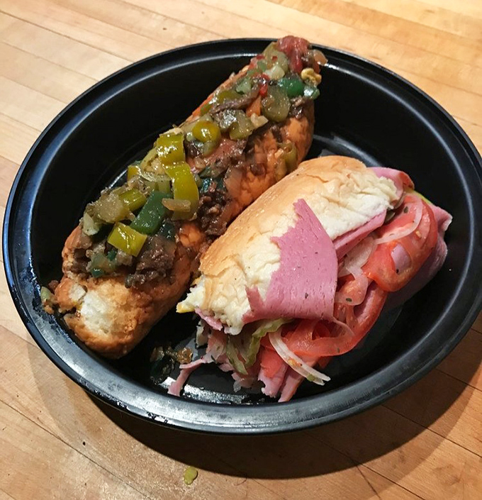 The perfect savory-sweet combo: A hearty hoagie alongside a steak sandwich makes Dat Donut a one-stop flavor destination.