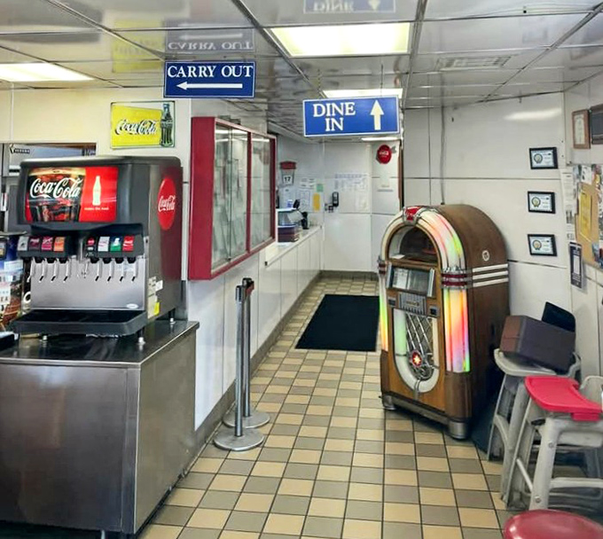 The counter service area where regulars form a Greek chorus of local gossip and friendly banter.