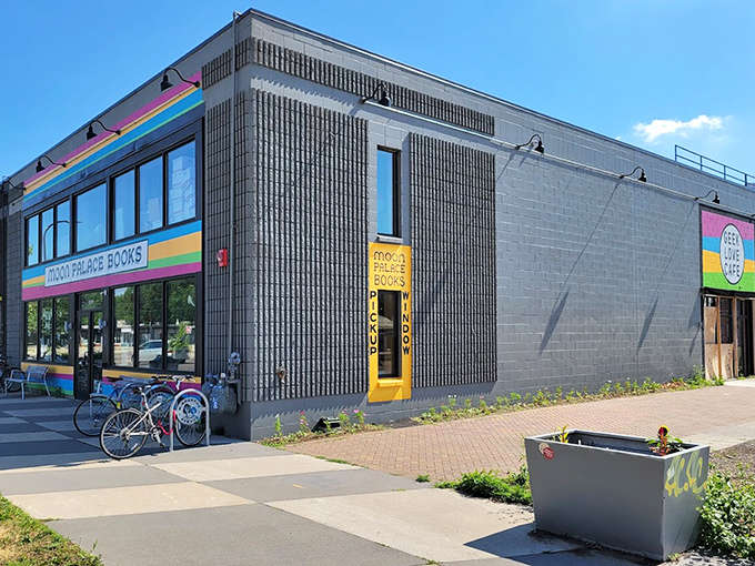 The exterior walkway welcomes visitors with simple charm &ndash; where gardening and thrifting meet in perfect small-town harmony.