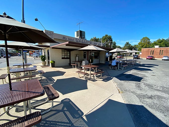 The classic drive-in layout of Wally's offers both convenience and nostalgia &ndash; a throwback to simpler dining times.
