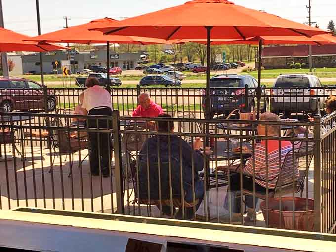 The outdoor patio offers al fresco dining under bright orange umbrellas &ndash; perfect for those glorious Minnesota summer days when being indoors feels like a crime.
