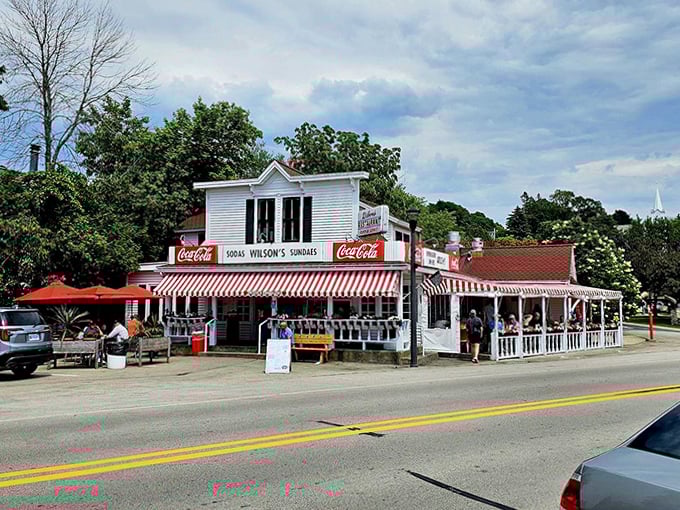 Wilson's Restaurant stands as a Door County landmark, its classic architecture and prime location making it instantly recognizable to generations of visitors.