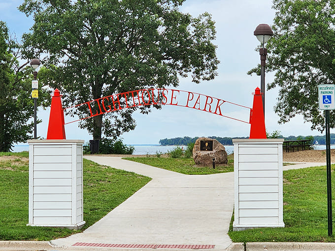 The Lighthouse Park entrance promises the kind of beach day that makes you forget about emails, deadlines, and whatever else was stressing you out before you arrived.