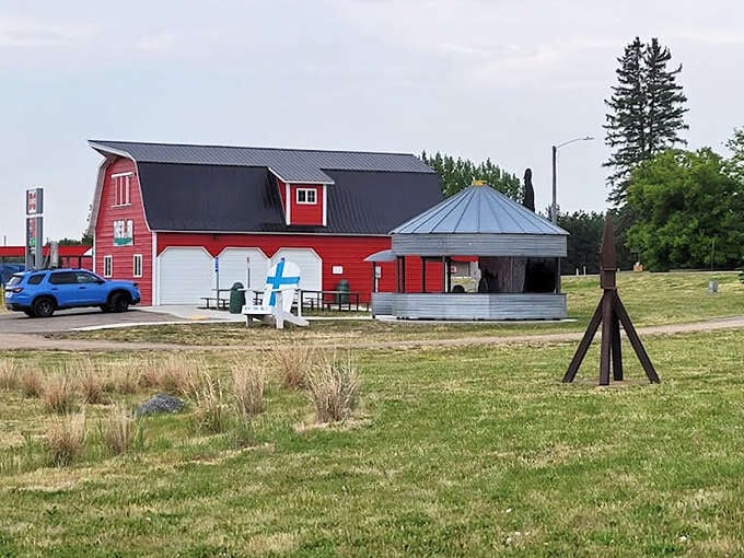 The carefully maintained grounds invite exploration, with pathways leading visitors from one artistic surprise to the next.
