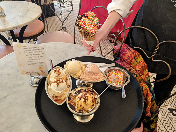 A tray of sundaes ready for their close-up &ndash; these aren't just desserts, they're edible works of art that deserve their own Instagram account.