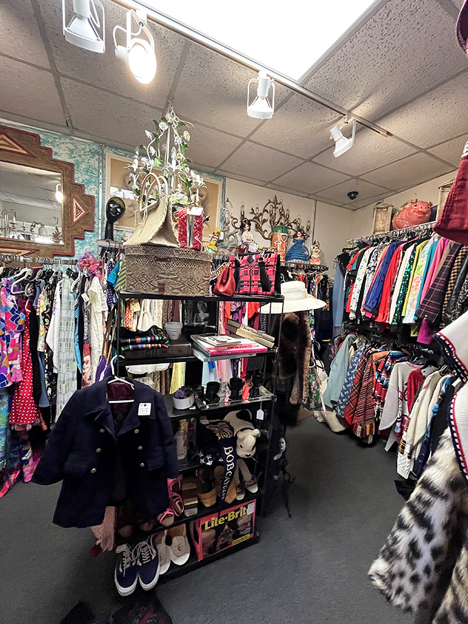 The vintage clothing room &ndash; where every hanger holds a potential identity crisis or fashion revelation, depending on your perspective.