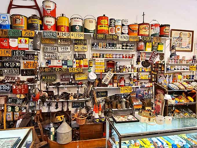 Michigan's automotive heritage shines through this collection of vintage license plates and oil cans &ndash; each with distinctive graphic design charm.
