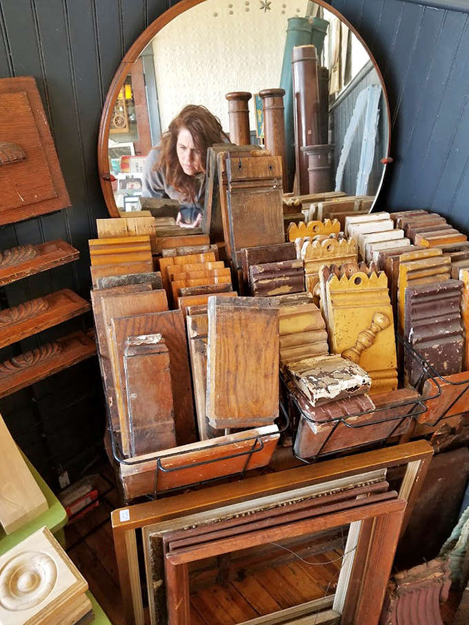 Architectural salvage becomes accidental sculpture &ndash; these wooden pieces, divorced from their original buildings, transform into abstract art with historical significance.