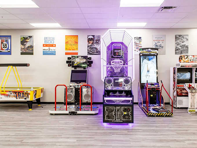 The arcade area offers digital racing thrills between real-world track sessions – like a Russian nesting doll of competitive entertainment options.