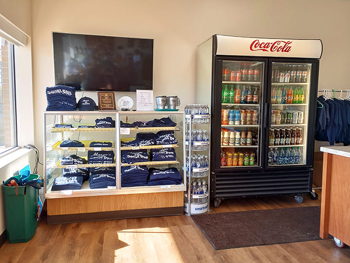 Drinks and merch: Wash down your sugar rush with something cold, then take home a souvenir. Because memories taste sweeter when merchandised.