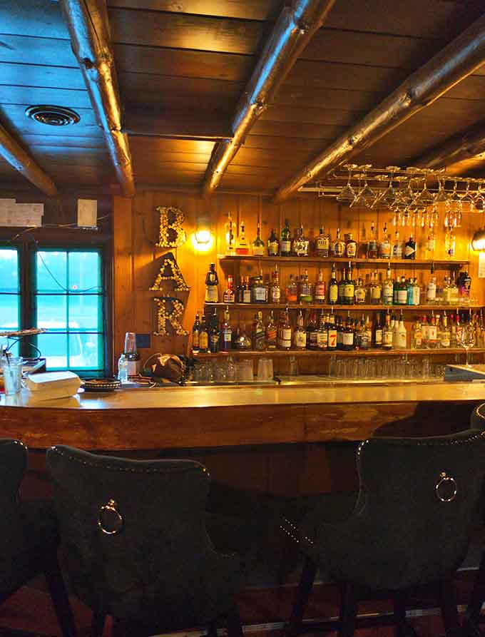 The bar at Vivio's &ndash; where spirits are high, both in bottles and in the hearts of patrons enjoying a pre-dinner drink.