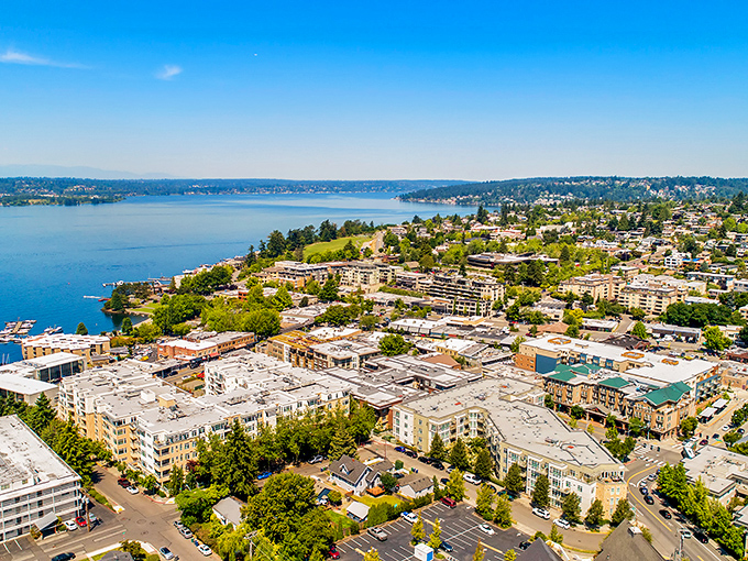 Aerial views of nearby development remind us of Kirkland's choice to maintain its small-town character. Some treasures remain unchanged by time.