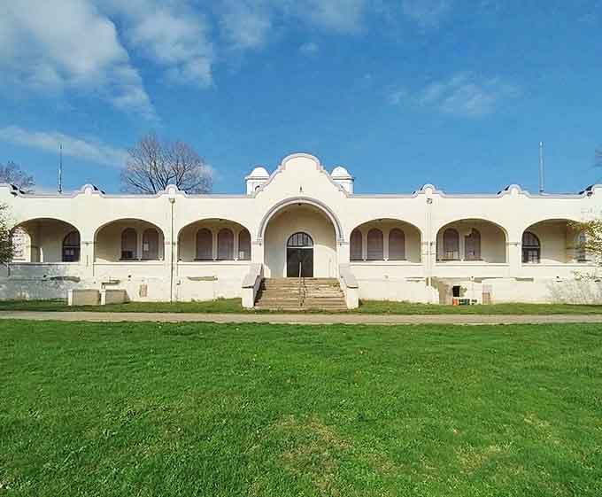 This Spanish-style pavilion offers unexpected architectural diversity in Ionia, proving small towns can still surprise visitors with cultural touches.