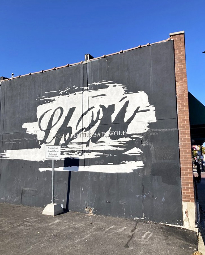 Back of the building The bold exterior mural announces Little Bad Wolf's presence with confidence &ndash; no flashy gimmicks needed.