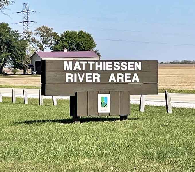 Welcome to wilderness: This sign marks the entrance to Matthiessen River Area, where adventures begin and memories are made.