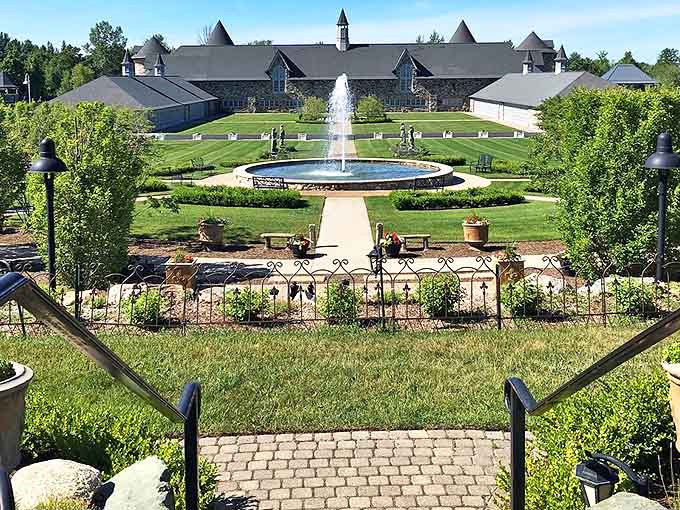 Castle Farms' manicured gardens and dancing fountain create a European-inspired oasis that makes visitors forget they're in Michigan.