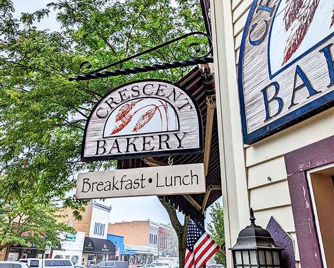 The iconic Crescent Bakery sign swinging gently above Main Street &ndash; a beacon of hope for the hungry and happiness for the well-fed.