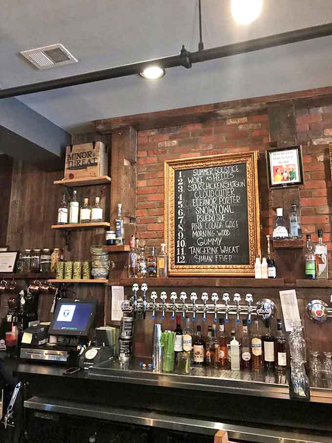 The bar doesn't just serve drinks &ndash; it showcases them, with craft beers listed on a gold-framed chalkboard like the masterpieces they are.