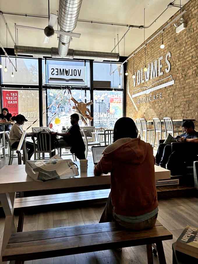 Patrons absorbed in their own worlds while sharing the same space &ndash; the quintessential bookstore caf&eacute; experience that digital alternatives can never replicate.