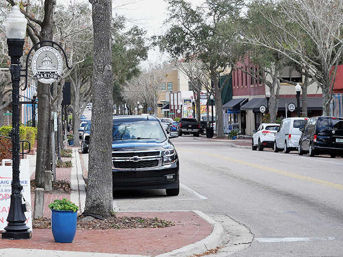 Downtown's wide streets and ample parking harken back to a time when town planning prioritized human scale over maximum density.