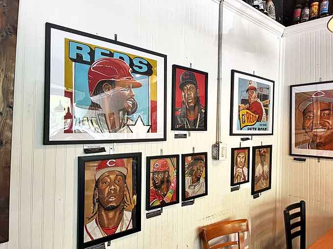 Cincinnati's baseball legends watch over diners from the walls, creating a shrine to local heroes and America's favorite pastimes: sports and barbecue.