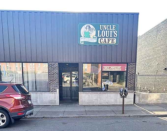 The entrance to Uncle Loui's promises more than just a meal – it's the gateway to what might be the best breakfast decision you'll make in Minnesota.