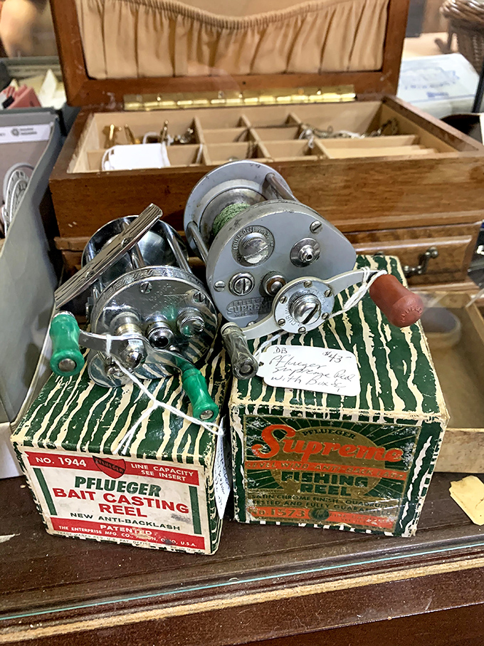Fishing Reels: Pflueger and Supreme fishing reels still in their original boxes &ndash; when outdoor equipment was built to last generations, not just fishing seasons.