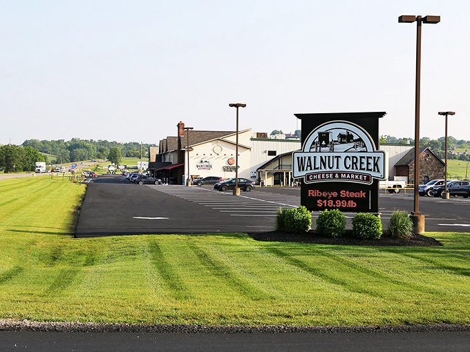 The front sign welcomes travelers to a place where shopping becomes an experience and groceries become something worth celebrating properly.