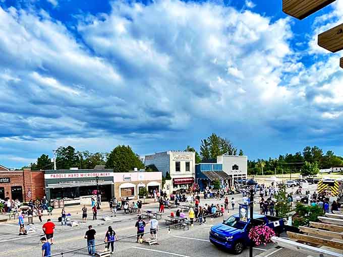 Grayling's downtown buzzes with community spirit during local events, where strangers quickly become friends.