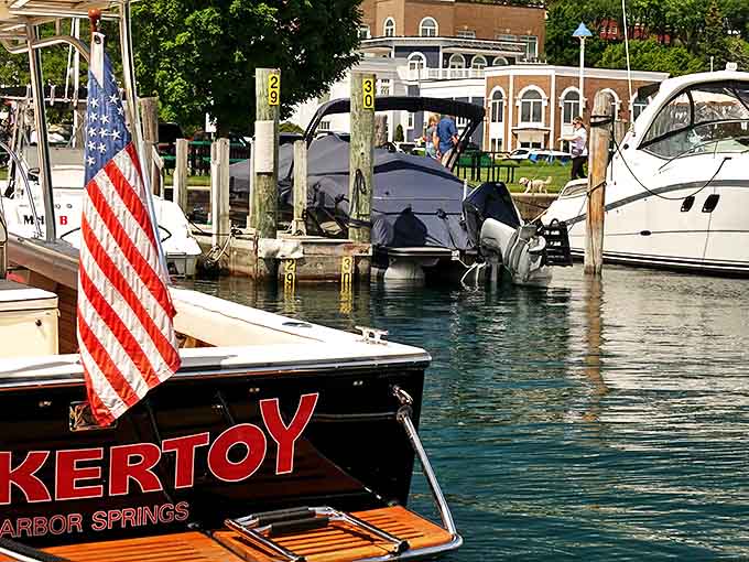Harbor Springs' marina showcases the perfect marriage of luxury and laid-back charm, where boats named after inside jokes await their next adventure.