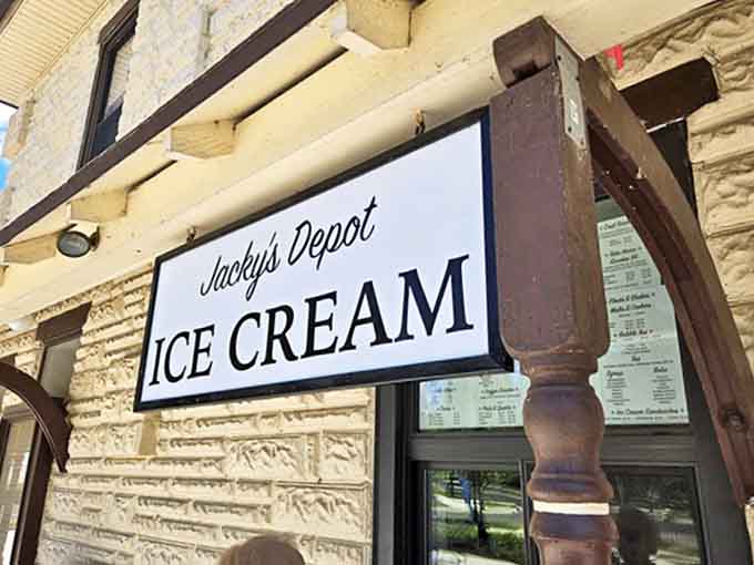 The sign serves as a beacon for ice cream pilgrims, who navigate by its siren call rather than GPS coordinates.