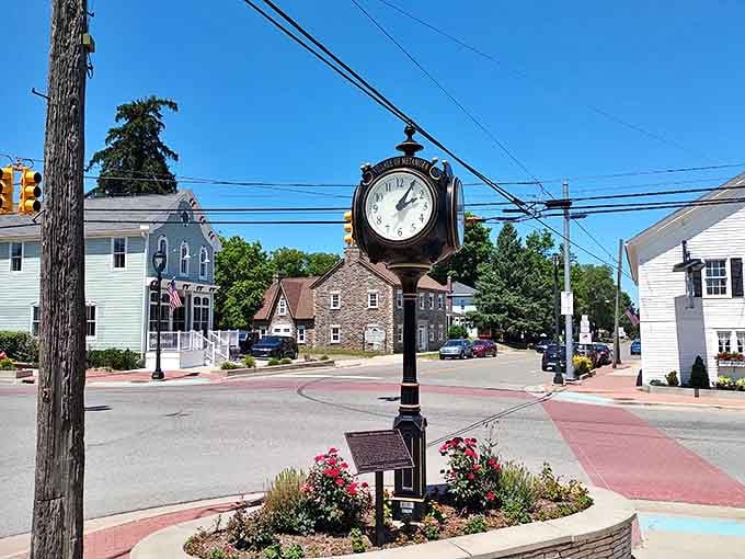 Metamora's charming streetscape viewed from inside the White Horse Inn &ndash; the kind of small-town scene that makes you wonder why you live in the city.
