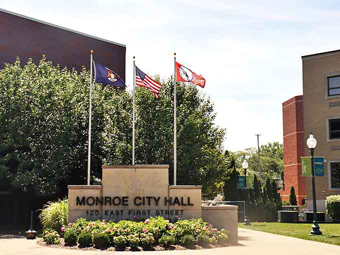 Monroe City Hall represents local government and civic engagement in a building that reflects the community's pride in self-governance and public service.